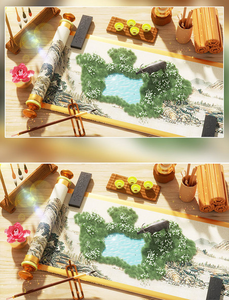 3D国潮中国风场景图片素材 3D海报模板 国潮背景图片 潮国创意